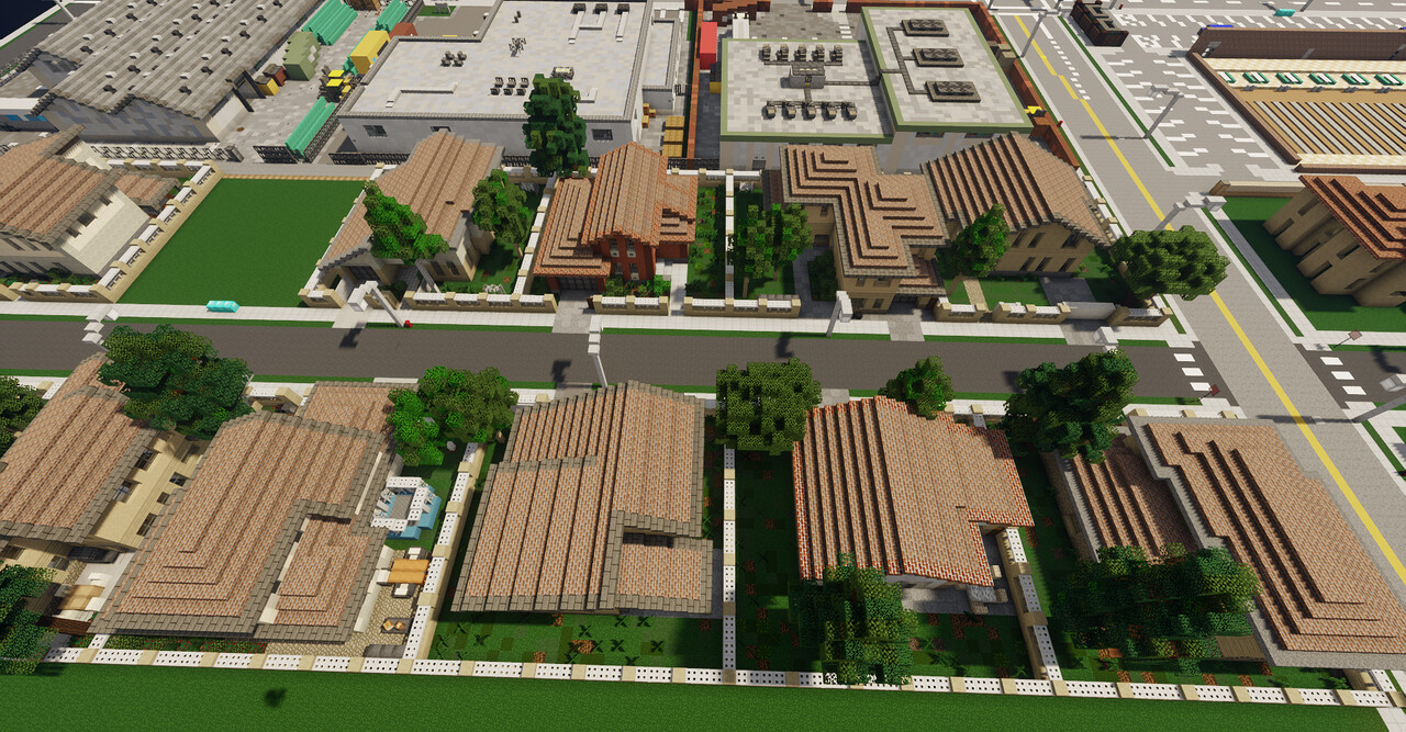 A californian 80's residential street Minecraft Map