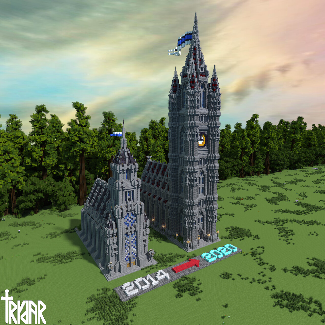 2014 & 2020 Town Hall Designs +Tour & Construction Video Demo Minecraft Map