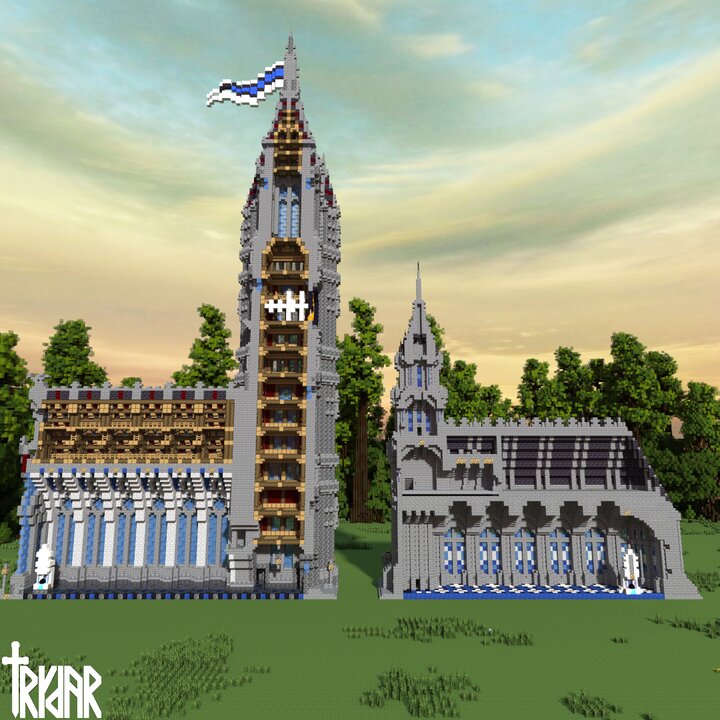 2014 & 2020 Town Hall Designs +Tour & Construction Video Demo Minecraft Map