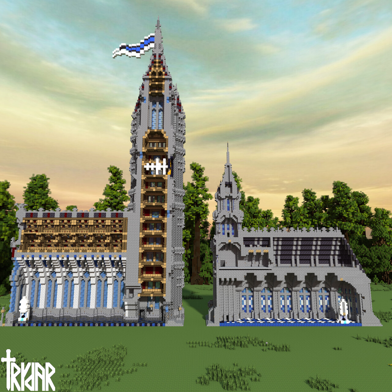 2014 & 2020 Town Hall Designs +Tour & Construction Video Demo Minecraft Map