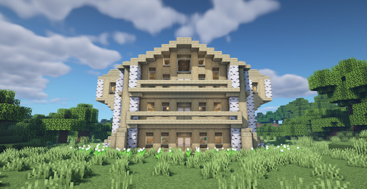 Large Birch Wooden House Minecraft Map