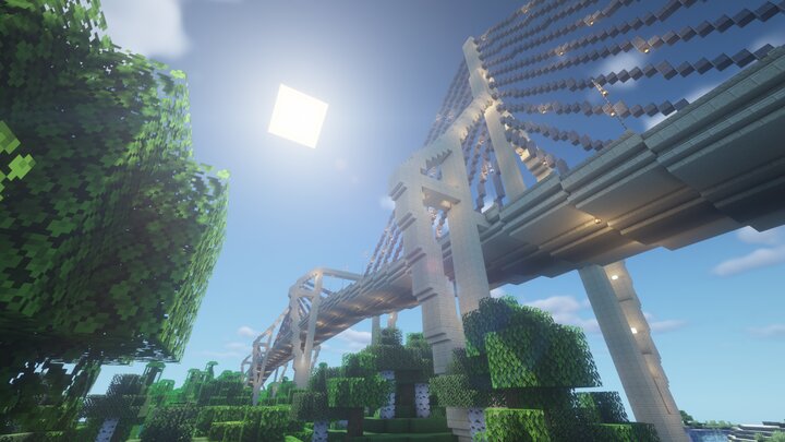 Large modern suspended bridge Minecraft Map