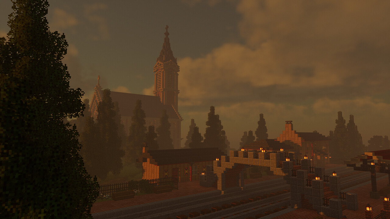 British Lakeside Railway Station & Church Minecraft Map