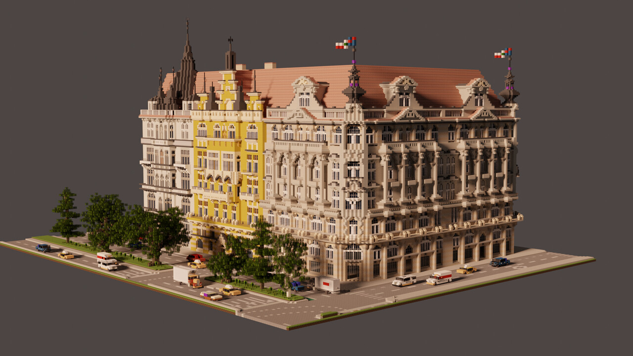 Minecraft Façades | Prague row buildings + DOWNLOAD (Schematic ...