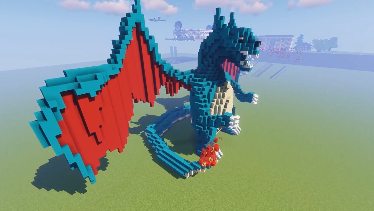 🔥Shiny Charizard Statue Schematic + Download🔥 Minecraft Map
