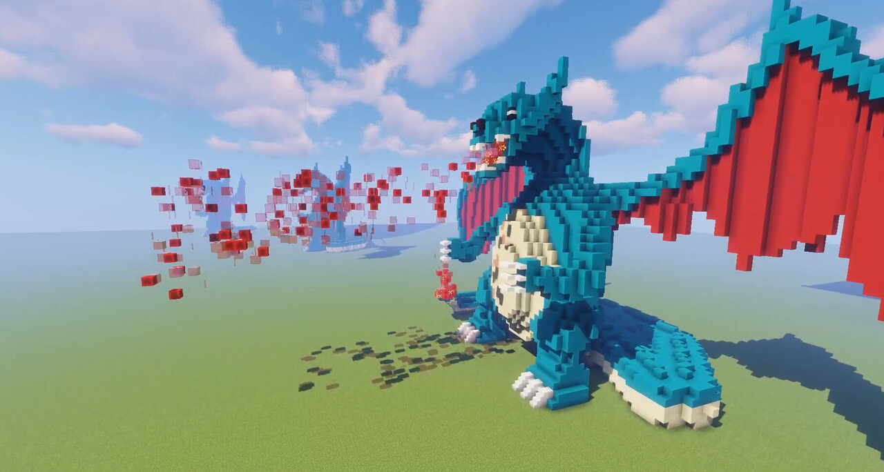 🔥Shiny Charizard Statue Schematic + Download🔥 Minecraft Map