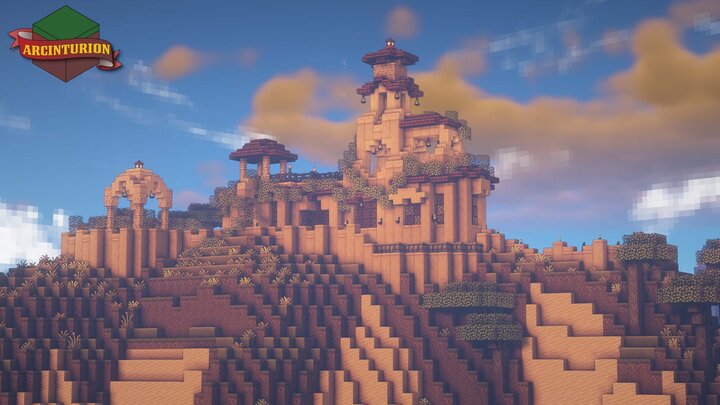 Romanesque Influenced Savannah House Minecraft Map