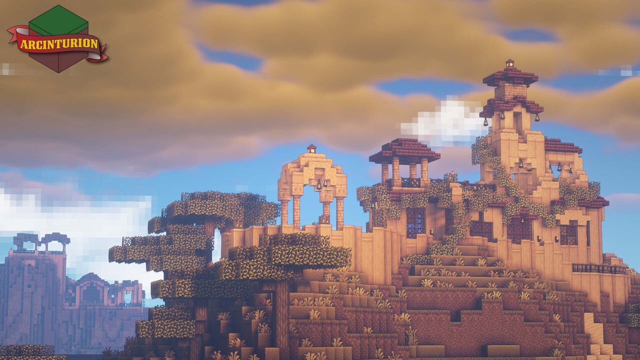 Romanesque Influenced Savannah House Minecraft Map