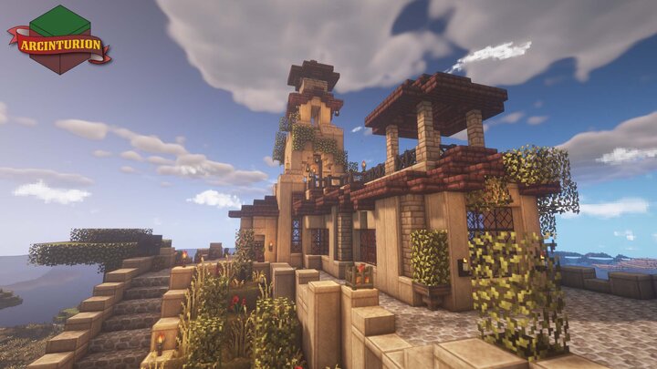 Romanesque Influenced Savannah House Minecraft Map