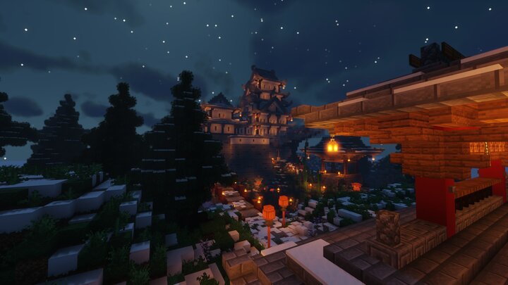 Snowy Japanese castle Minecraft Map