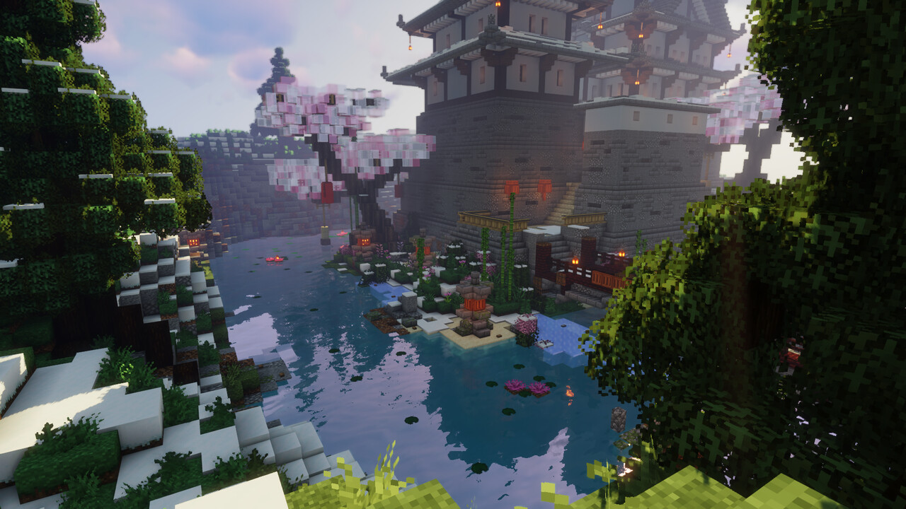 Snowy Japanese castle Minecraft Map