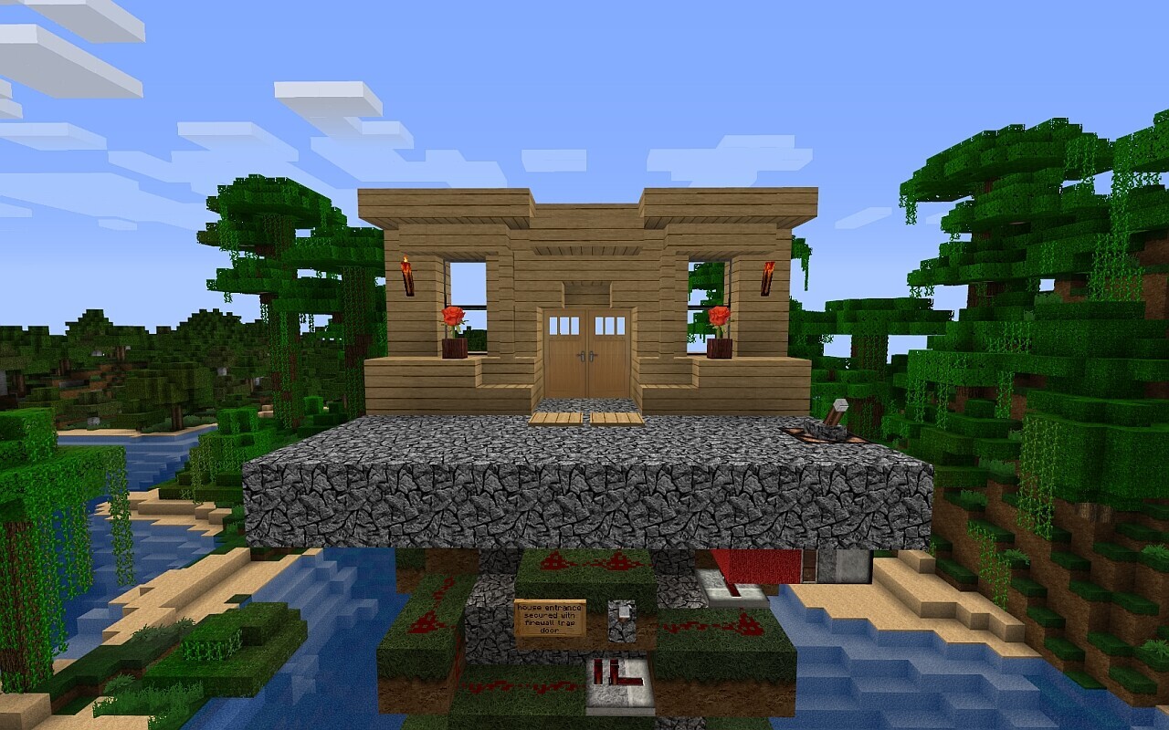 trapdoor secured house entrance Minecraft Map