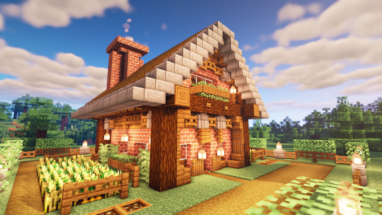 Minecraft: How to Build a Survival Simple Brick House Minecraft Map