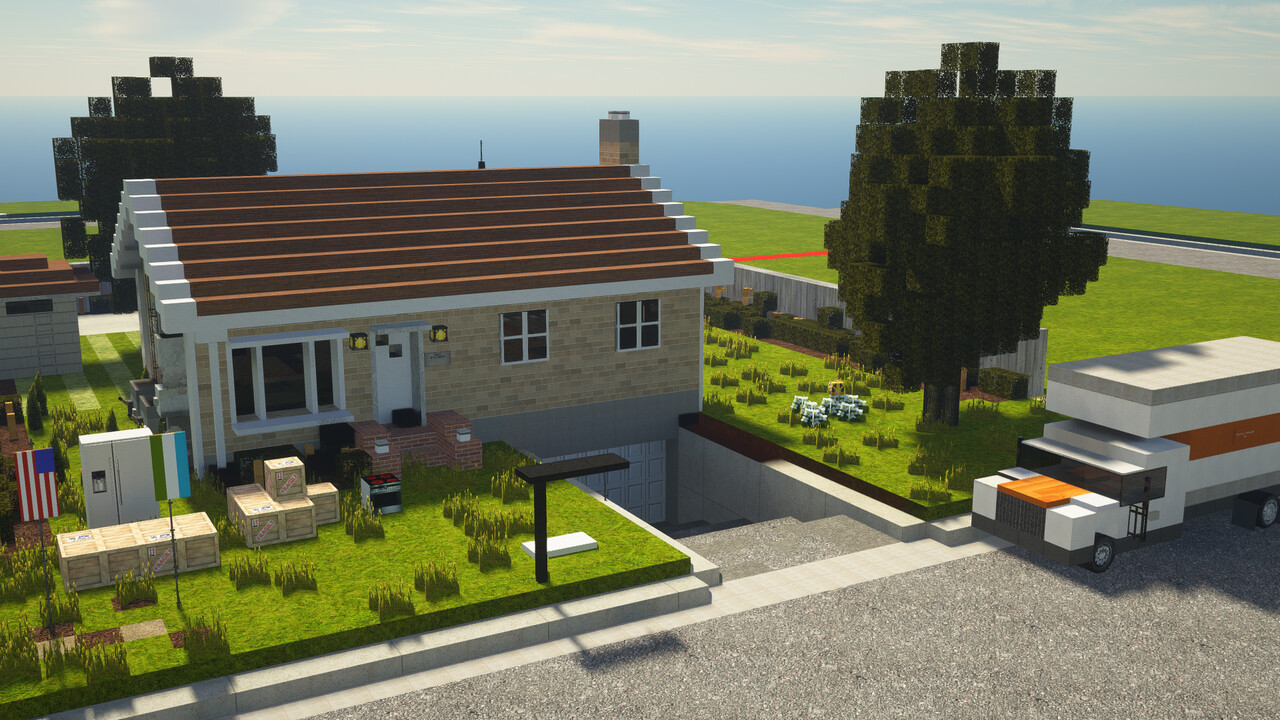 One-Story House + Pool Minecraft Map