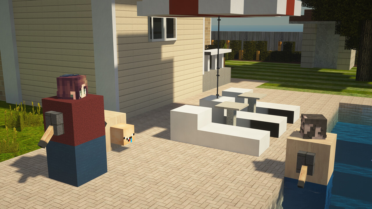 One-Story House + Pool Minecraft Map