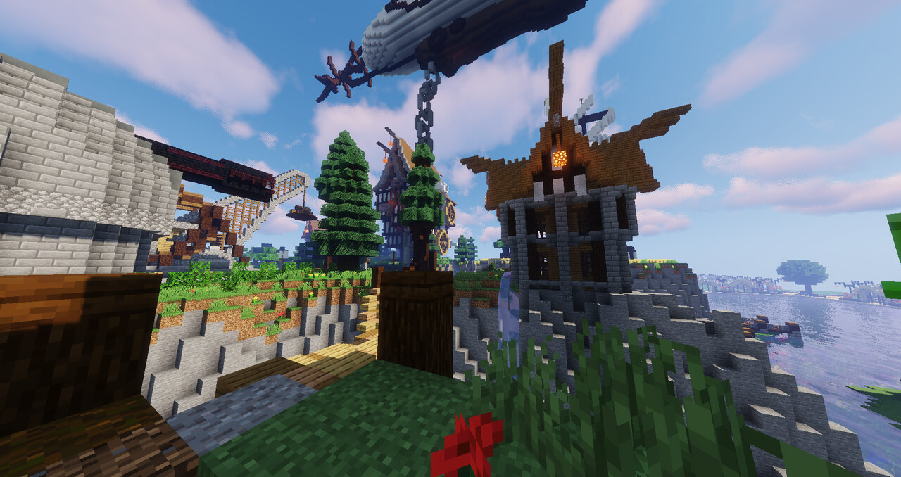 Steampunk Spawn and Plots for your creative server Minecraft Map