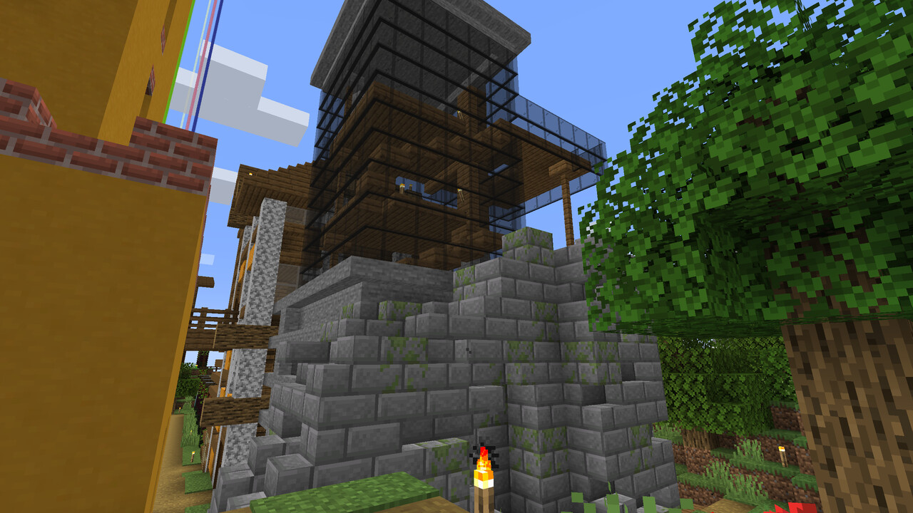 New Stockholm - castle ruin, honeycomb house, minimalist house Minecraft Map