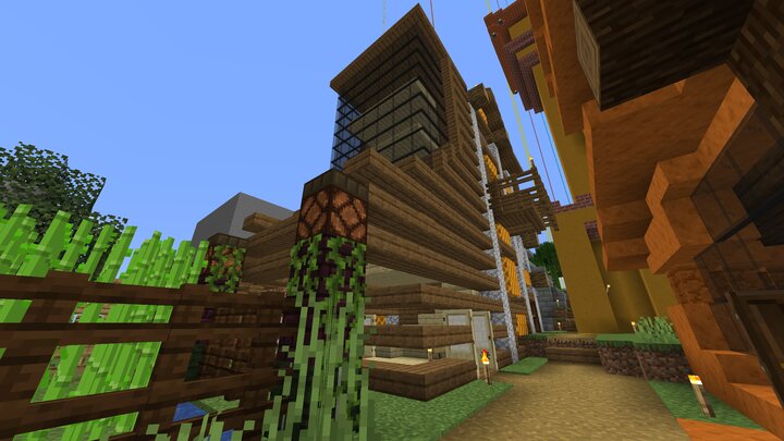 New Stockholm - castle ruin, honeycomb house, minimalist house Minecraft Map