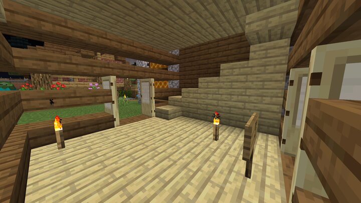 New Stockholm - castle ruin, honeycomb house, minimalist house Minecraft Map