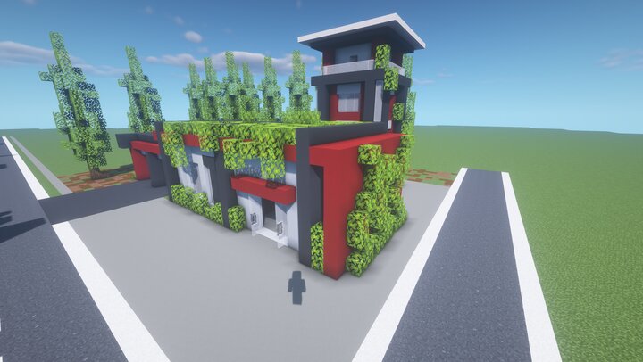 Modern fire station for towns. Minecraft Map