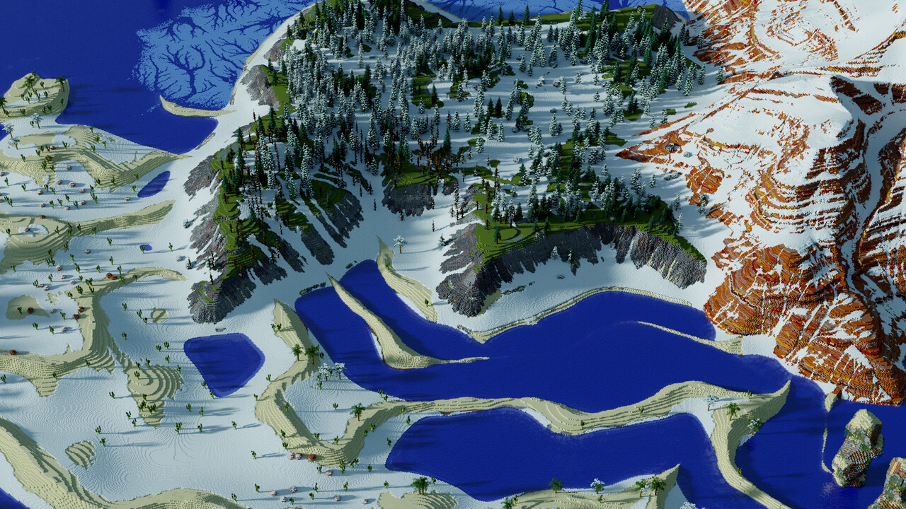 Blizzard Multi-Biome Custom Terrain Minecraft Map