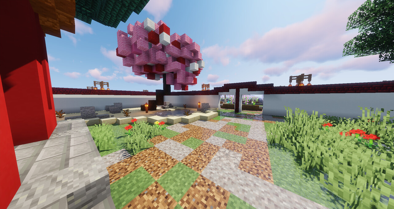Tiny Asian spawn with plots around for your server Minecraft Map