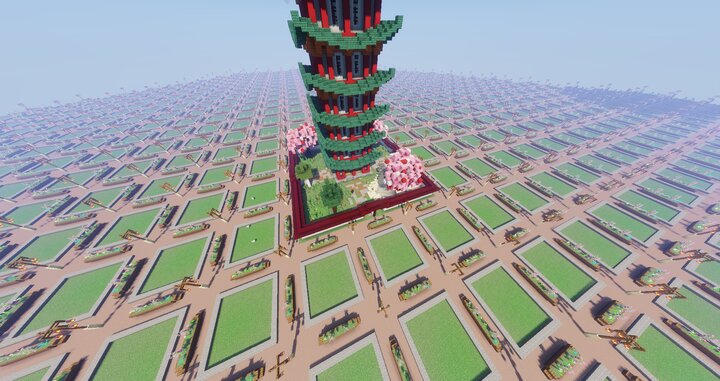 Tiny Asian spawn with plots around for your server Minecraft Map