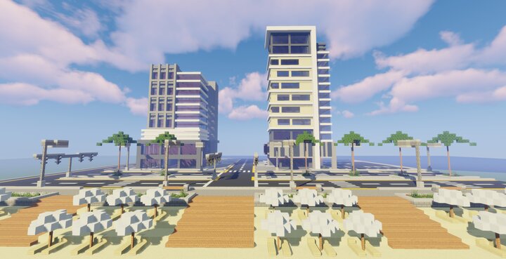 Modern City #1 Buildings and Roads Minecraft Map