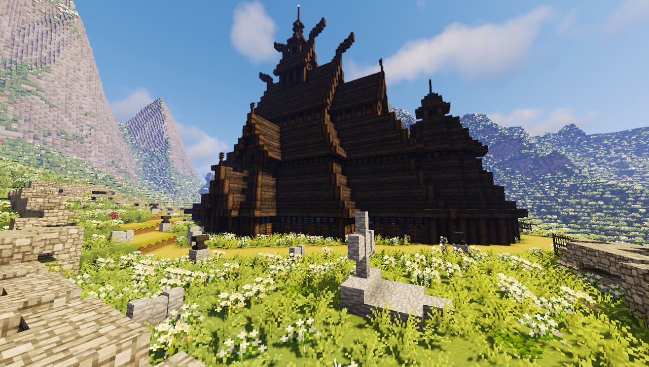 Borgund Stave Church in Norway Minecraft Map