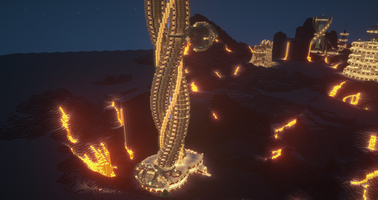 Minecraft Space Elevator & Port - Futuristic Base Design Minecraft Map