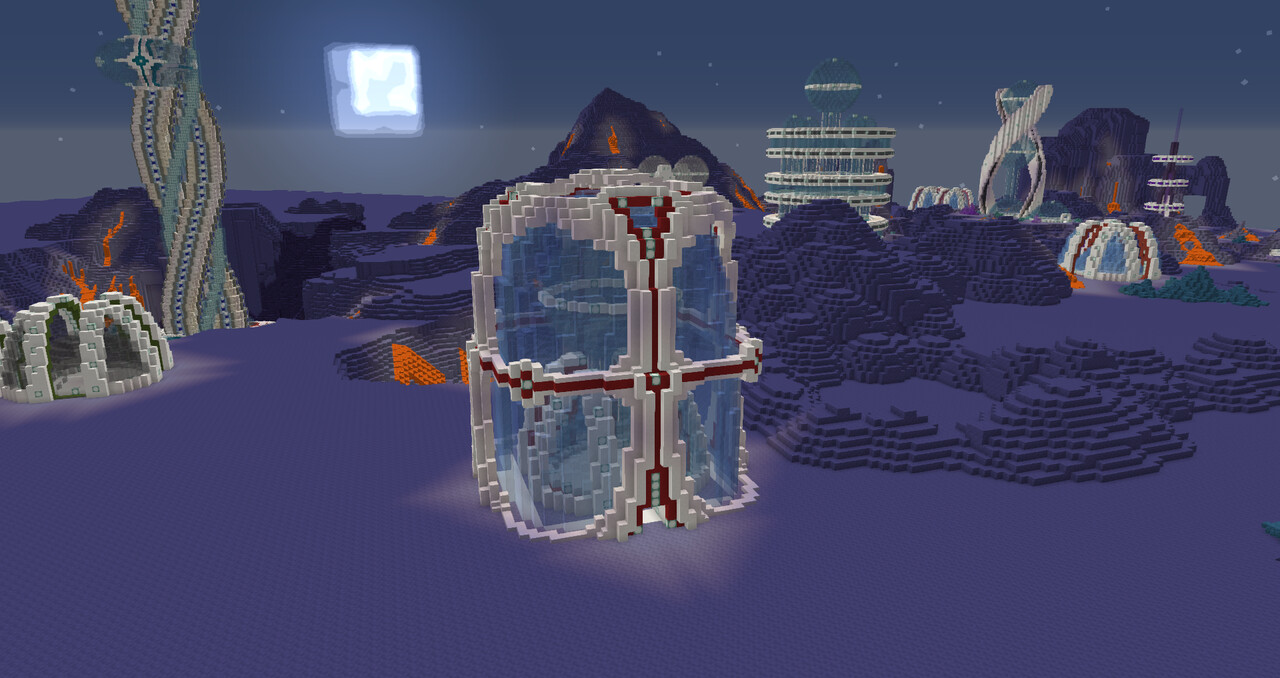 Minecraft Space Elevator & Port - Futuristic Base Design Minecraft Map