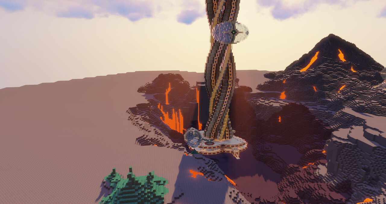 Minecraft Space Elevator & Port - Futuristic Base Design Minecraft Map