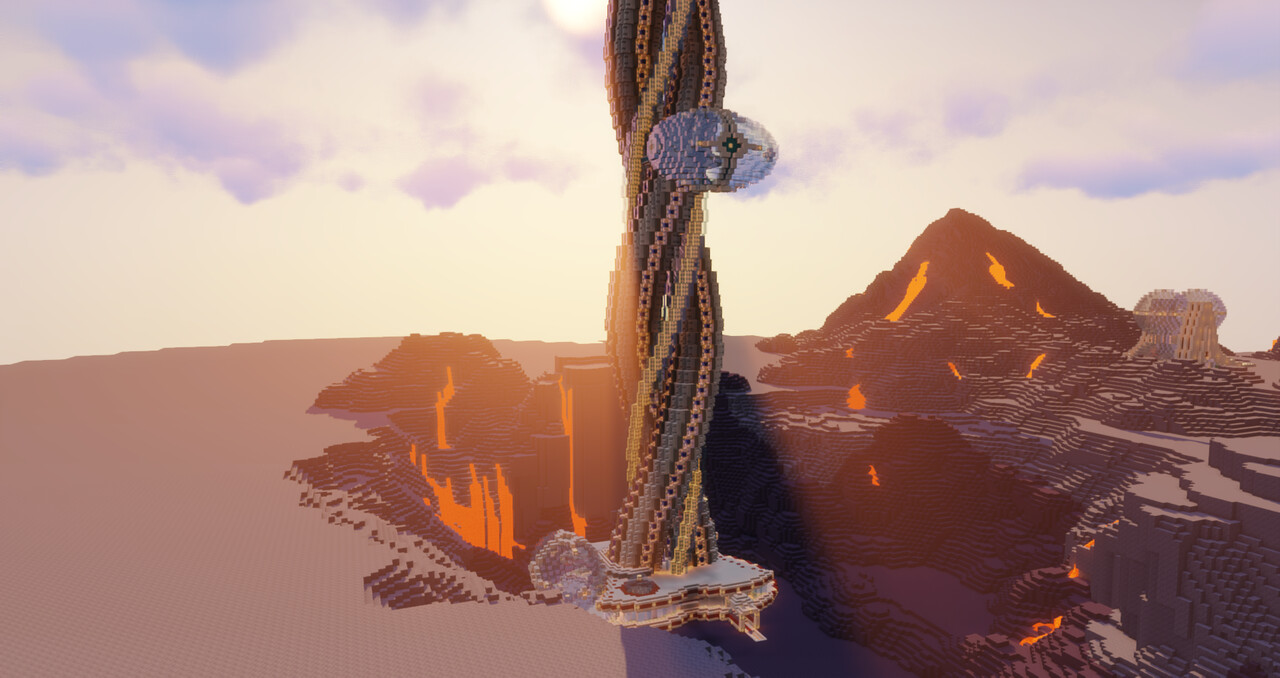 Minecraft Space Elevator & Port - Futuristic Base Design Minecraft Map