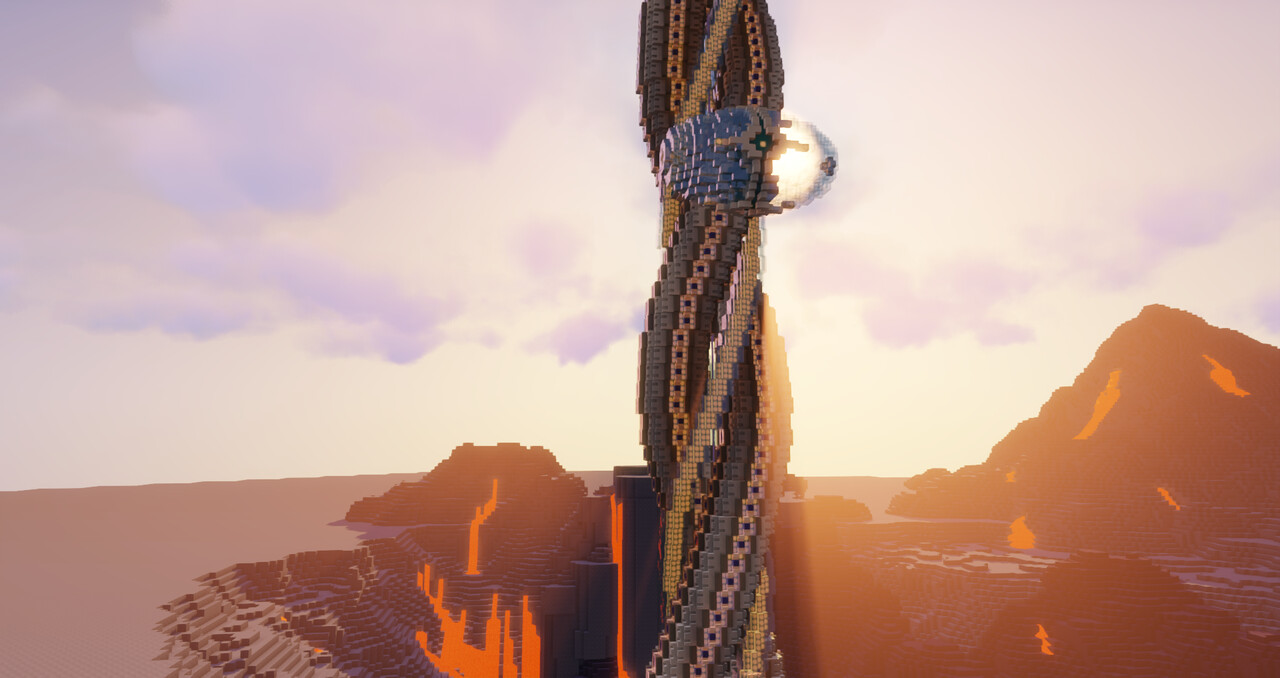 Minecraft Space Elevator & Port - Futuristic Base Design Minecraft Map