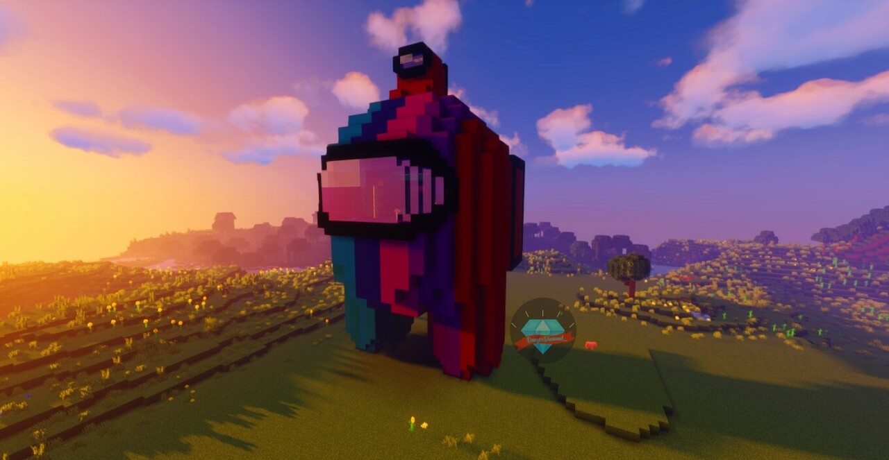 Minecraft Among Us Statue House Rainbown 🌈 Minecraft Map