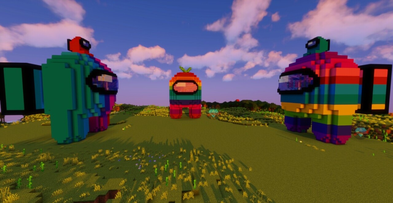 Minecraft Among Us Statue House Rainbown 🌈 Minecraft Map