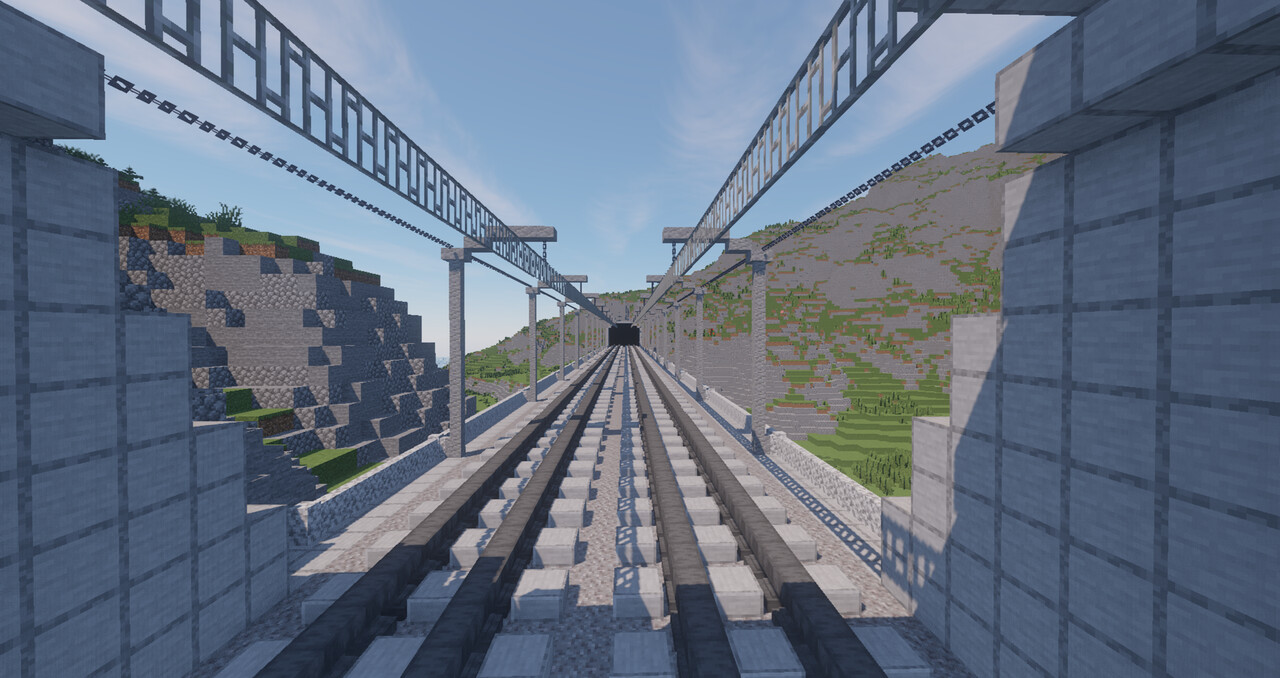 Two railways in a valley (including a bridge) Minecraft Map