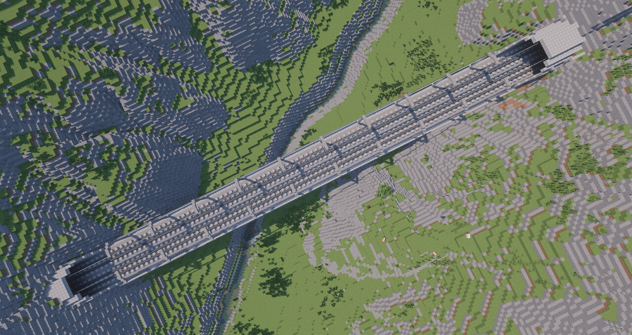 Two railways in a valley (including a bridge) Minecraft Map