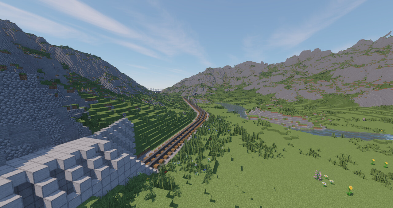 Two railways in a valley (including a bridge) Minecraft Map
