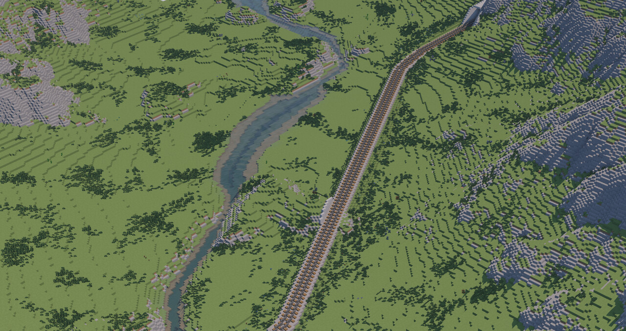 Two railways in a valley (including a bridge) Minecraft Map