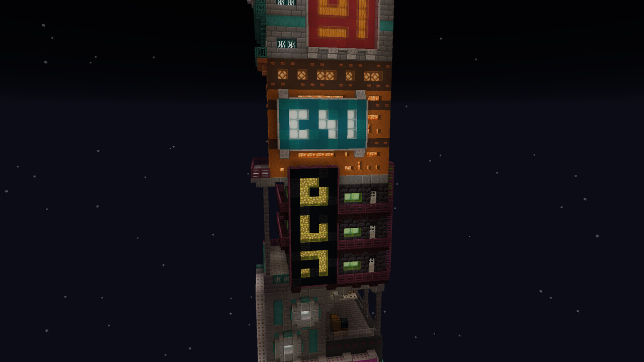 One Chunk Cyberpunk City Style Minecraft Map