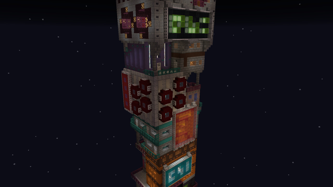 One Chunk Cyberpunk City Style Minecraft Map