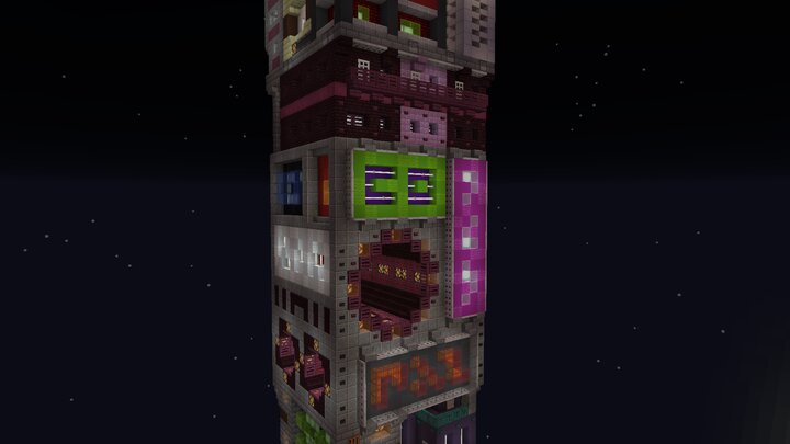 One Chunk Cyberpunk City Style Minecraft Map