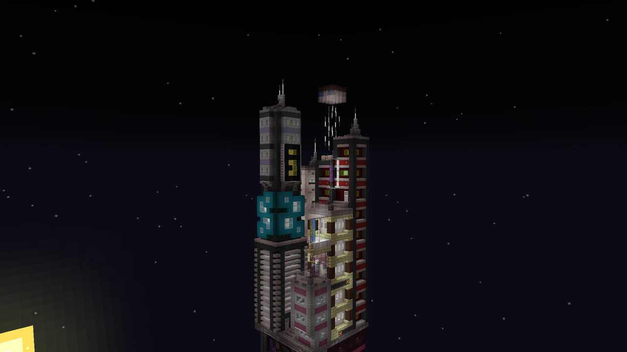 One Chunk Cyberpunk City Style Minecraft Map
