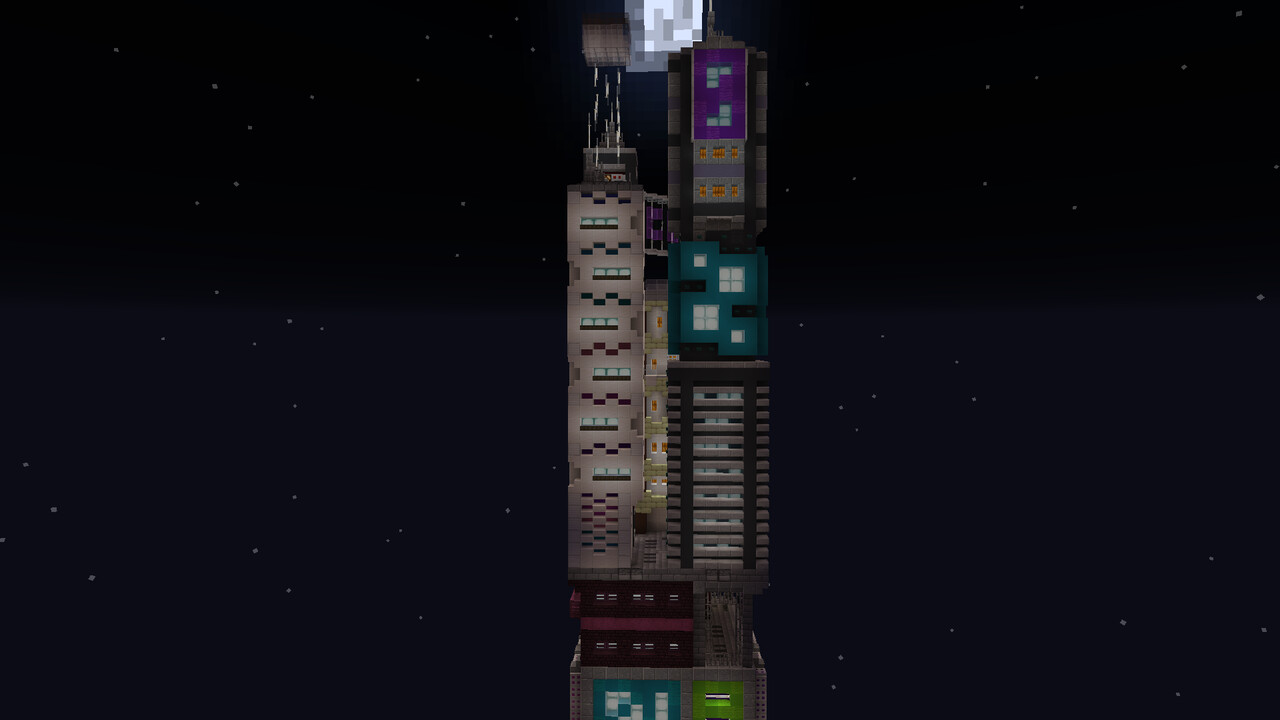 One Chunk Cyberpunk City Style Minecraft Map