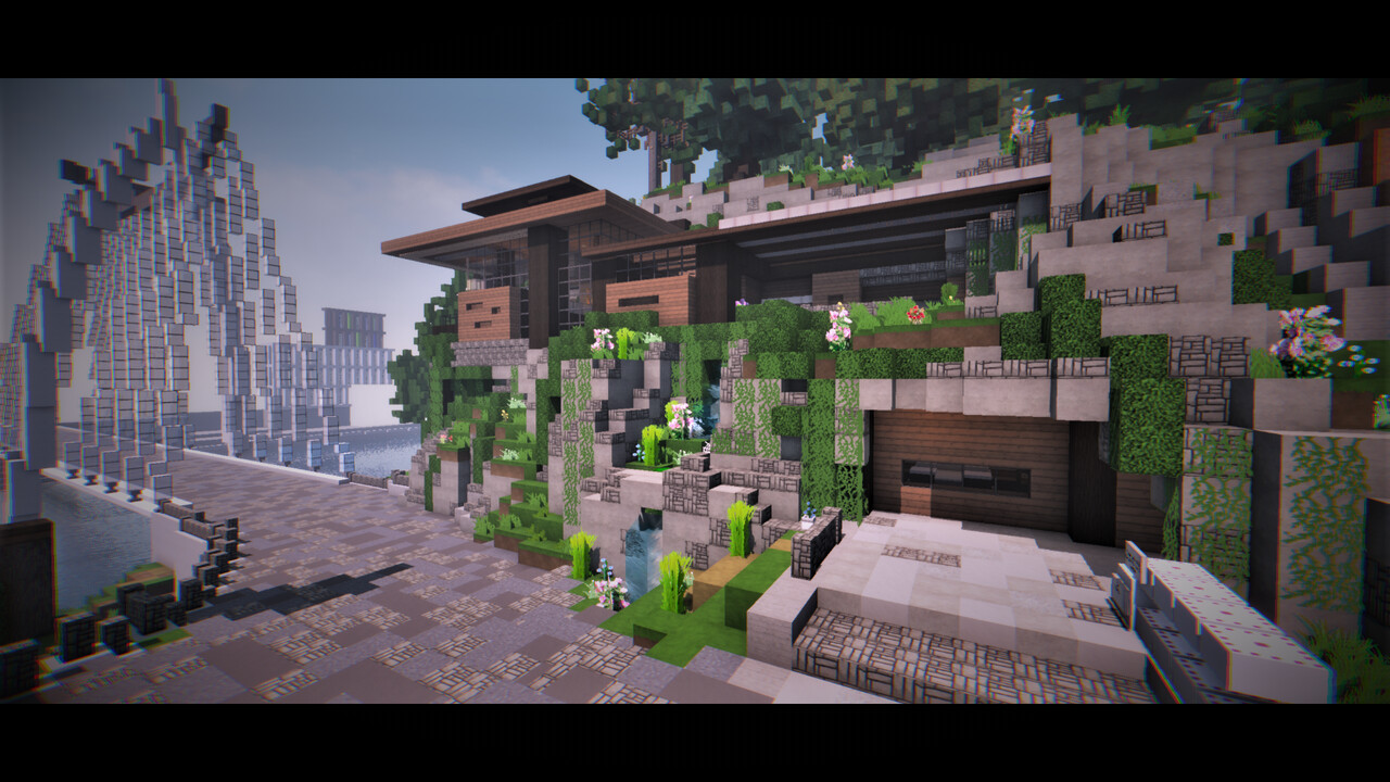 Modern house on hill | MFC | with interiors | Minecraft Map