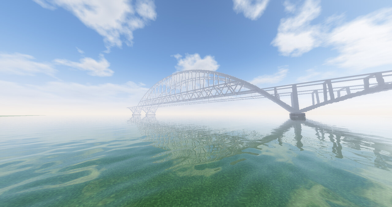 Skycity : Arches of railway and road bridges across the strait ...