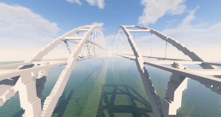 Skycity : Arches of railway and road bridges across the strait ...