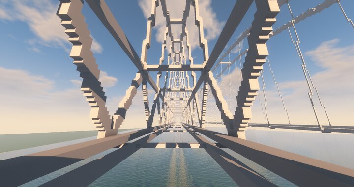 Skycity : Arches of railway and road bridges across the strait ...