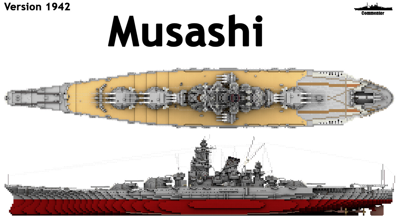IJN Musashi 1:1 Scale (All versions) Minecraft Map